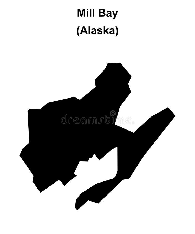 Mill Bay outline map stock vector. Illustration of template - 385899246