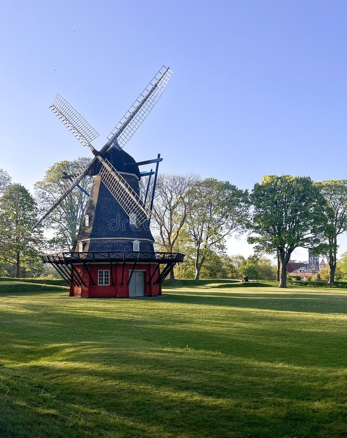 Mill in Copenhagen park stock image. Image of field - 337697955