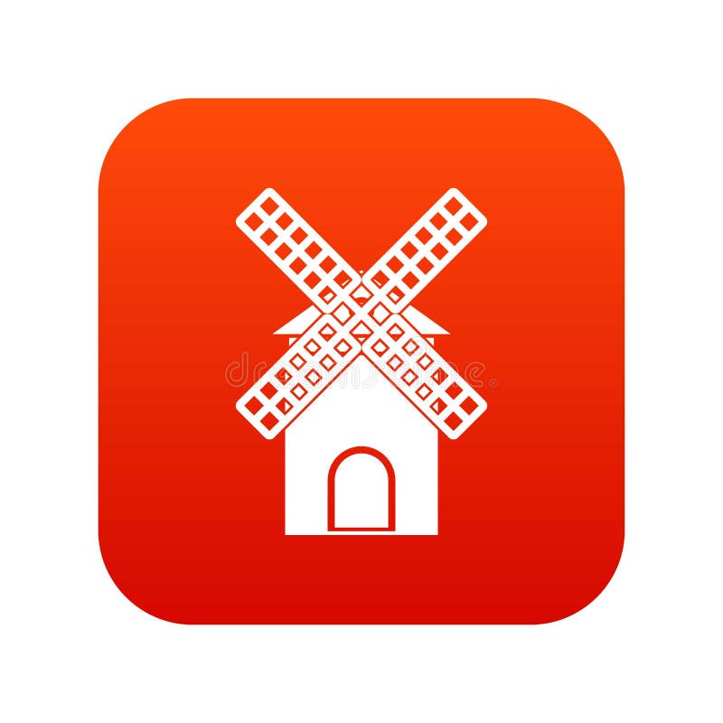 Mill icon digital red stock vector. Illustration of element - 109425276