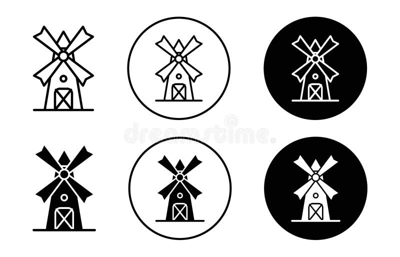 Mill Icon Outline Flat Icon Stock Vector - Illustration of isolated ...