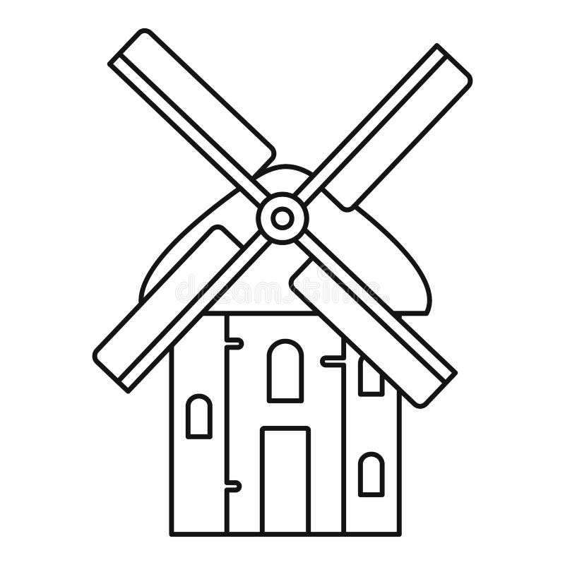 Mill icon, outline style stock vector. Illustration of farm - 80958711