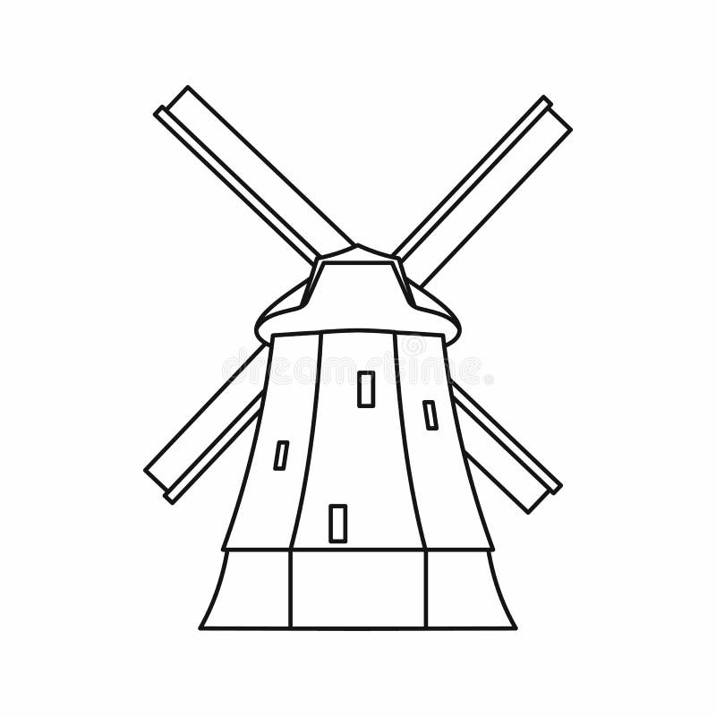 Mill icon, outline style stock illustration. Illustration of ...