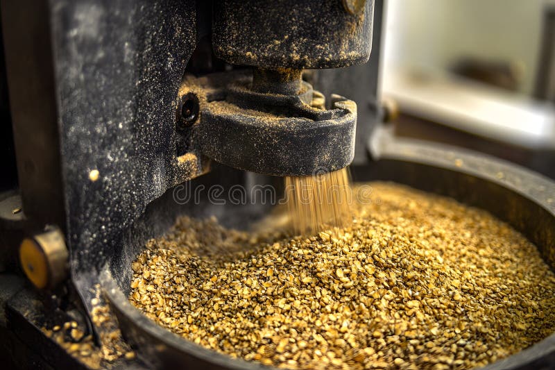 A Mill Processes Grains, Creating Fresh Flour and Powder in a Rustic ...