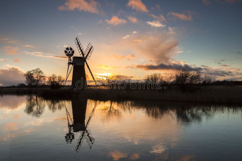 Mill at Sunset stock image. Image of mill, anglia, wind - 67723909