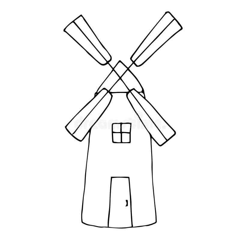 Mill Vector Illustration, Hand Drawing Doodle Stock Vector ...