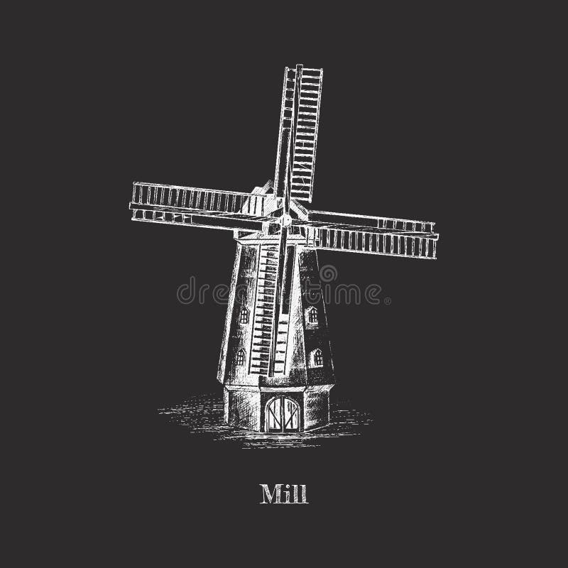 Mill Vector Illustration. Old Mill Stock Vector - Illustration of ...
