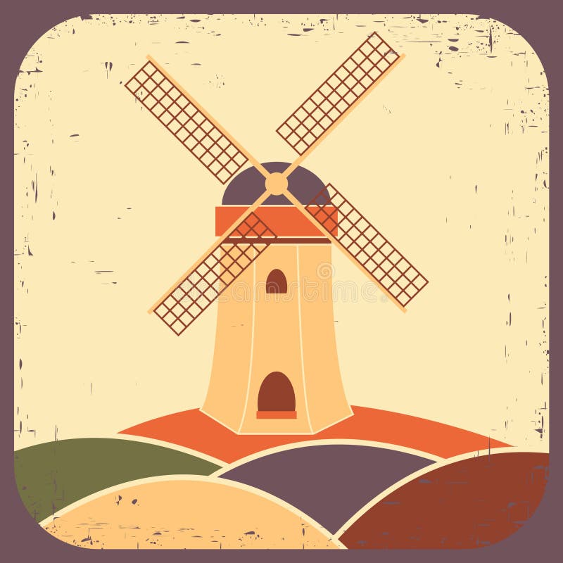 Mill. Vector illustration stock vector. Illustration of farm - 42832337