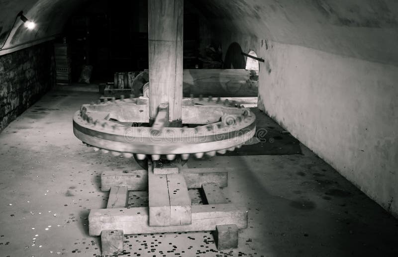 Mill-wheel Inside Old Watermill Stock Image - Image of production ...