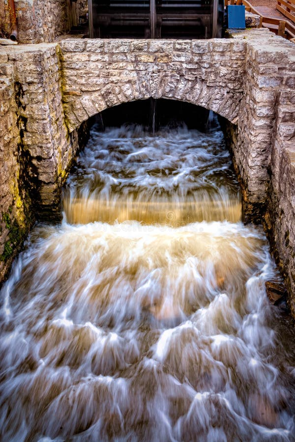 Water Being Churned by Mill Wheel Stock Image - Image of mill, brick ...
