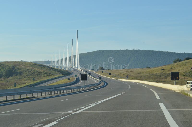 Millau Viaduct driver view editorial stock image. Image of driveway ...