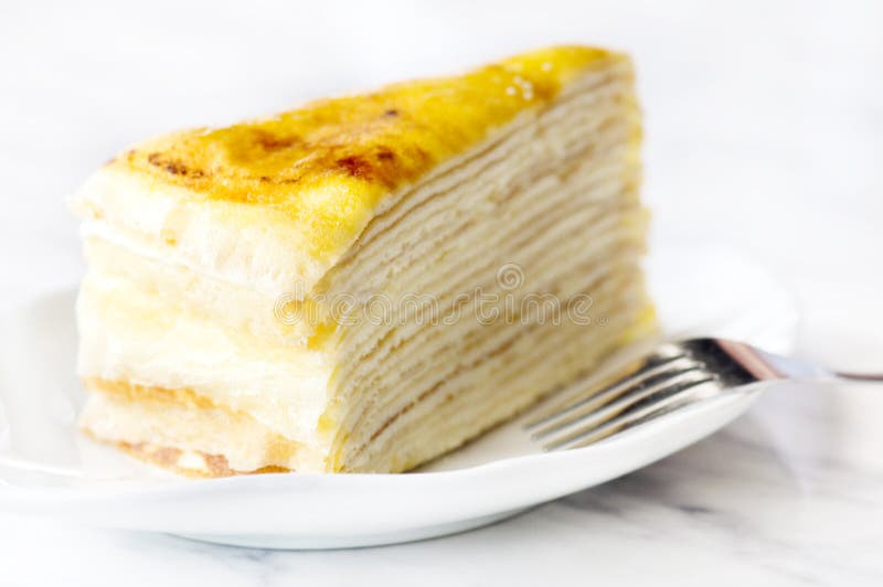 Mille crepe stock photo. Image of cake, gourmet, fork - 18829192