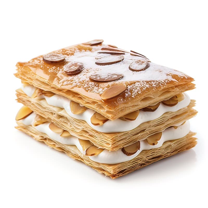 Mille-Feuille Cake on White Background, Generative AI Stock ...