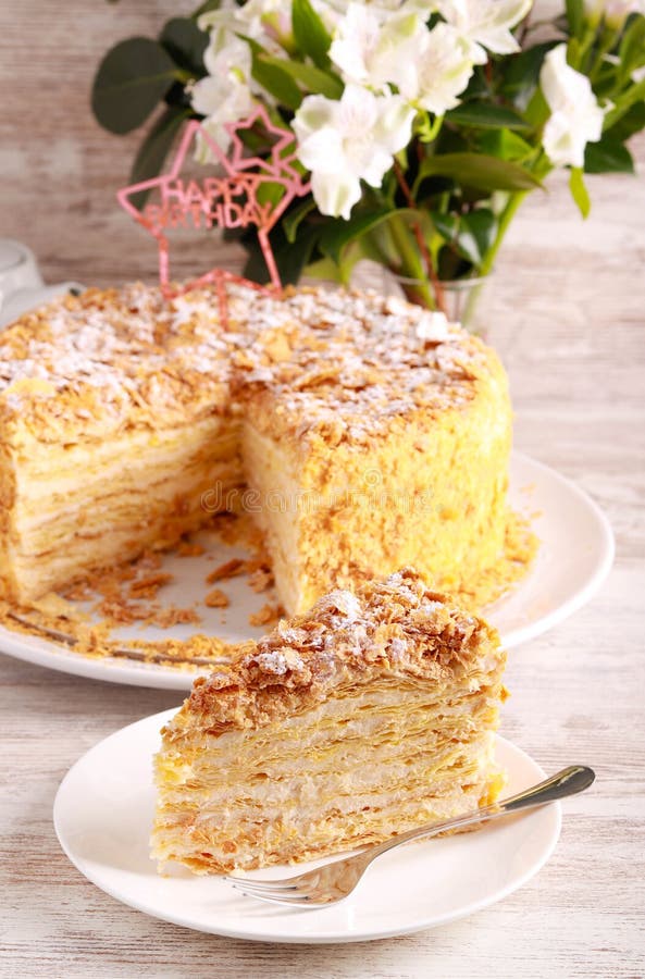 A Mille-feuille or Napoleon Cake, Layered Pastry Stock Photo - Image of ...