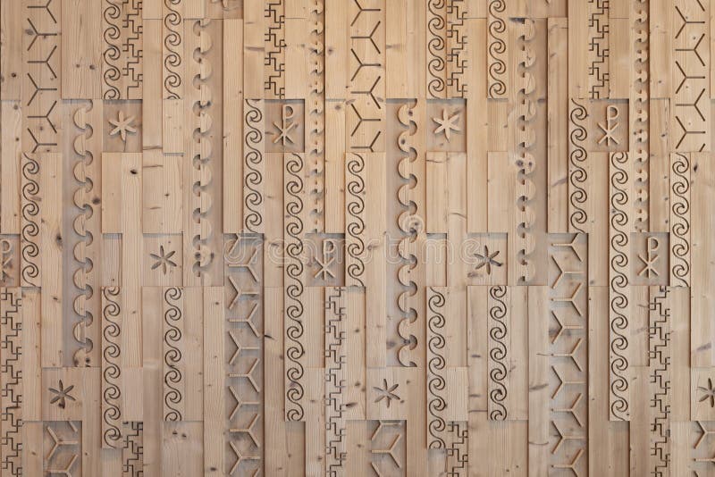 Milled and Cut Stone Pine Wooden Wall with Different Patterns Stock ...