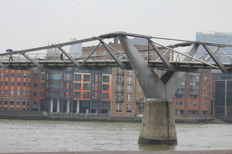 The Millennium Bridge Above the Thames River in London, Great Britain ...