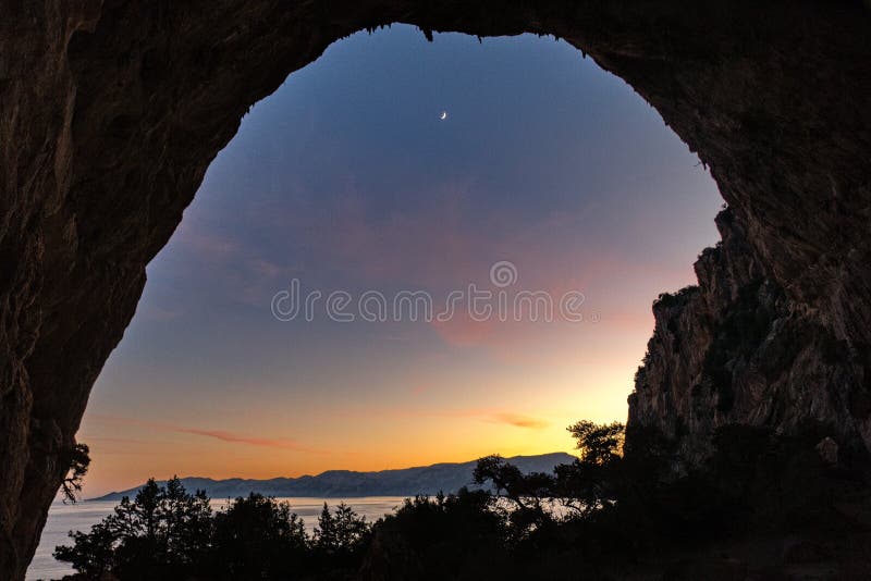 Millenium Cave in a Limestone Cliff in Cala Gonone Sardinia Stock Photo ...