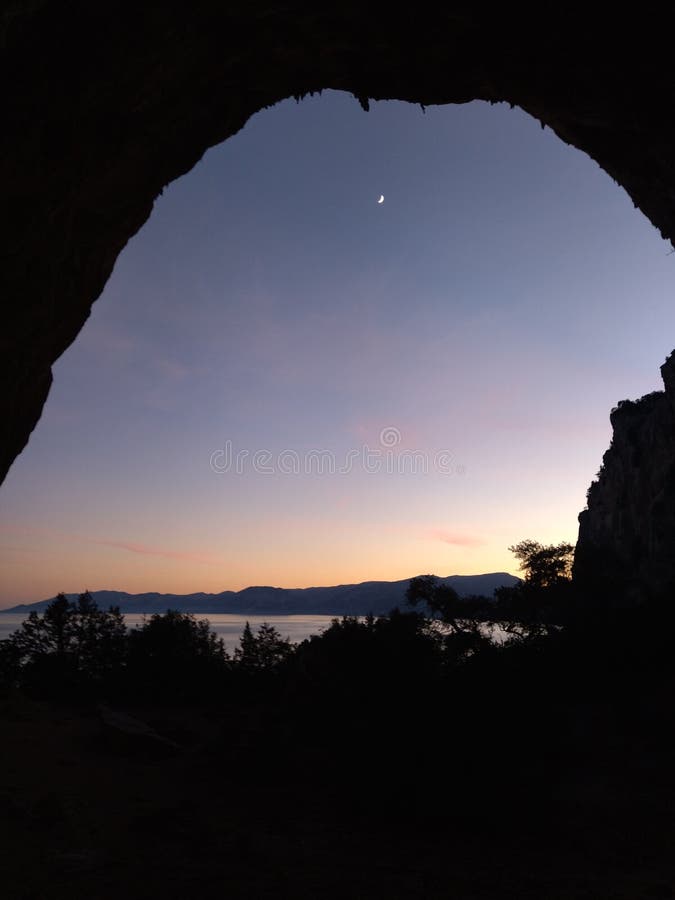 Millenium Cave in a Limestone Cliff in Cala Gonone Sardinia Stock Image ...