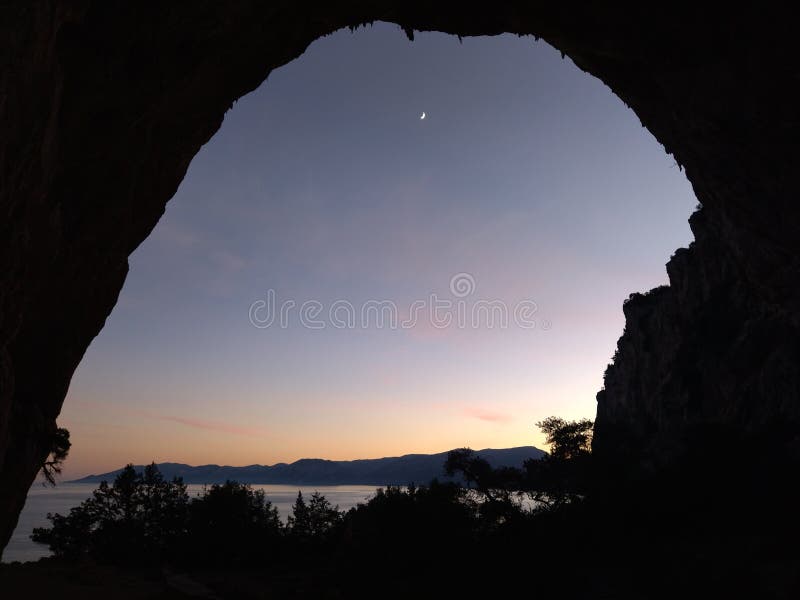 Millenium Cave in a Limestone Cliff in Cala Gonone Sardinia Stock Image ...