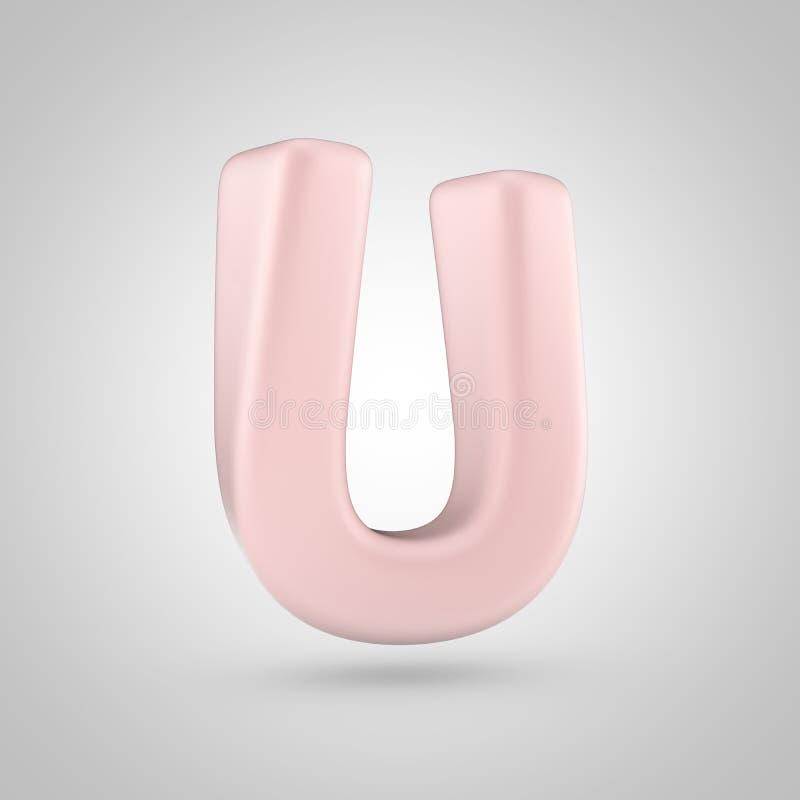 Millenium Pink Color Letter U Uppercase on White Background Stock ...