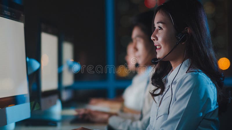 Millennial Asia Young Call Center Team or Customer Support Service ...