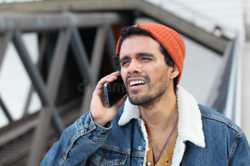 Millennial Crying during Phone Call Stock Image - Image of argue ...