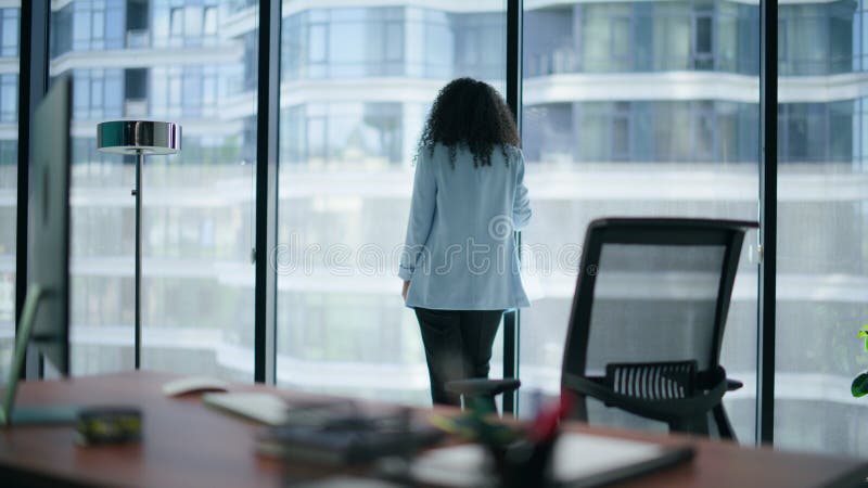 Millennial Director Consider Solution at Office Back View. Worried Ceo ...