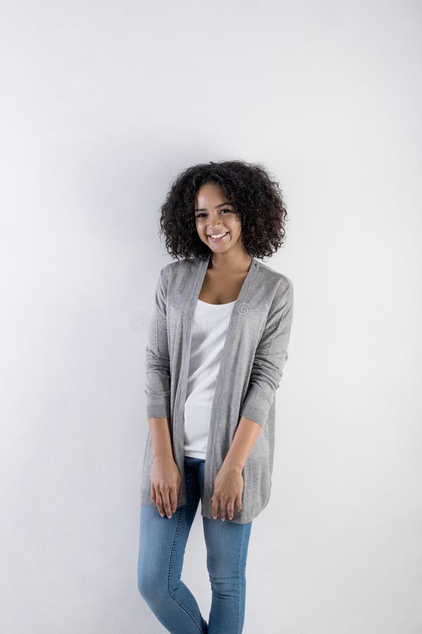 Millennial Female Model with Afro Hairstyle Stock Photo - Image of ...