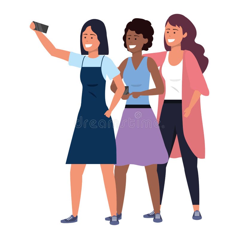 Millennial Group Taking Selfie Stock Vector - Illustration of group ...