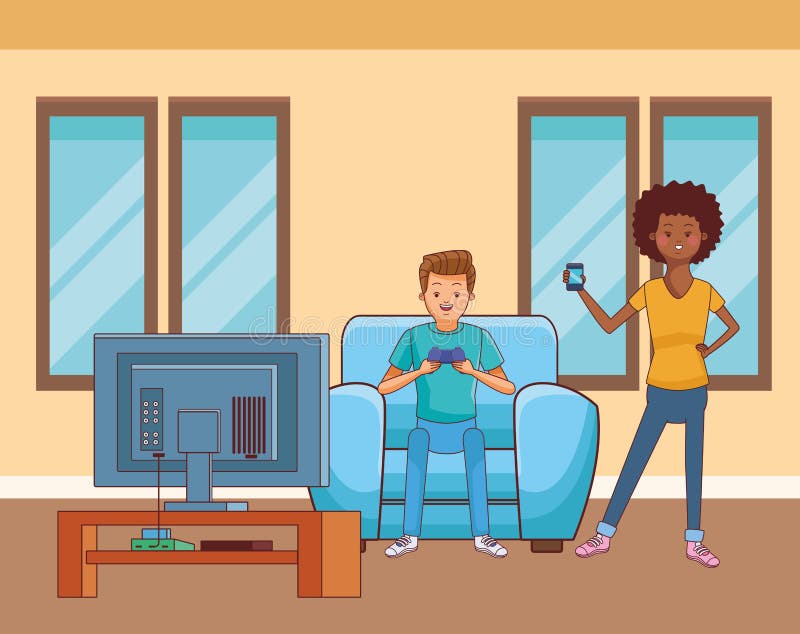 Millennial People Gaming Party Stock Vector - Illustration of ...