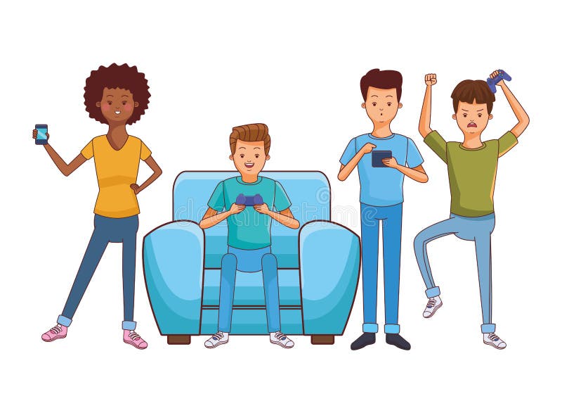 Millennial People Gaming Party Stock Vector - Illustration of person ...