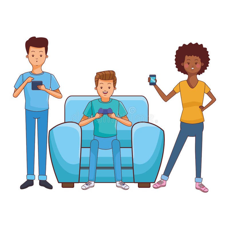 Millennial People Gaming Party Stock Vector - Illustration of social ...