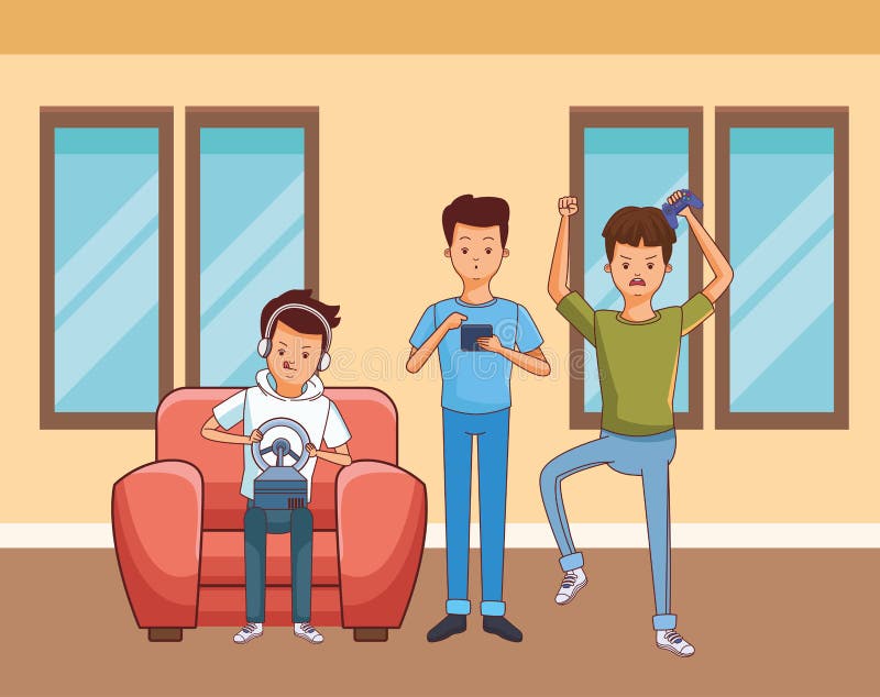 Millennial People Gaming Party Stock Vector - Illustration of digital ...