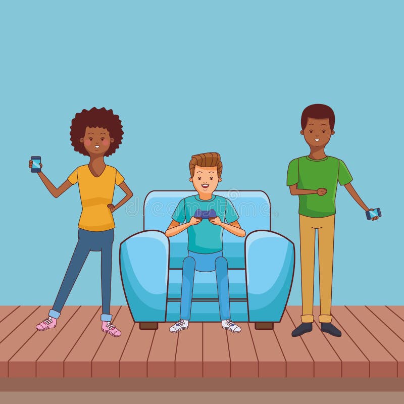 Millennial People Gaming Party Stock Vector - Illustration of ...