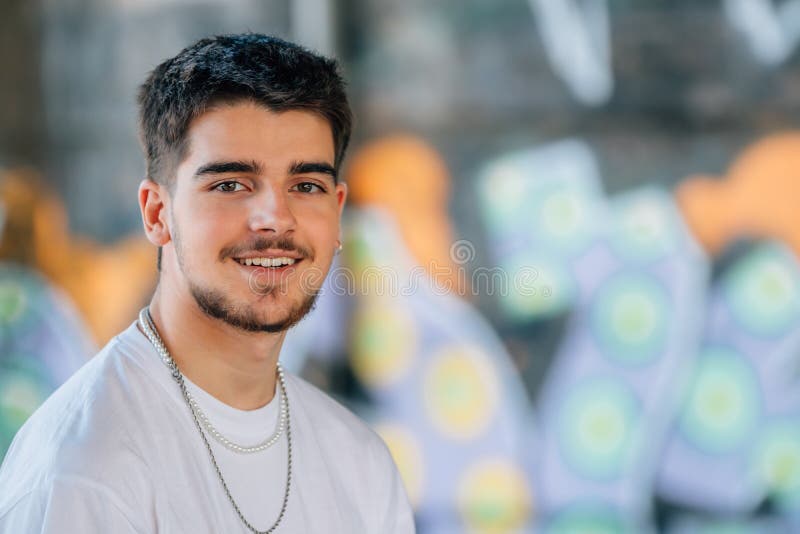 Millennial Young Man with Beard Looking at Camera Stock Image - Image ...