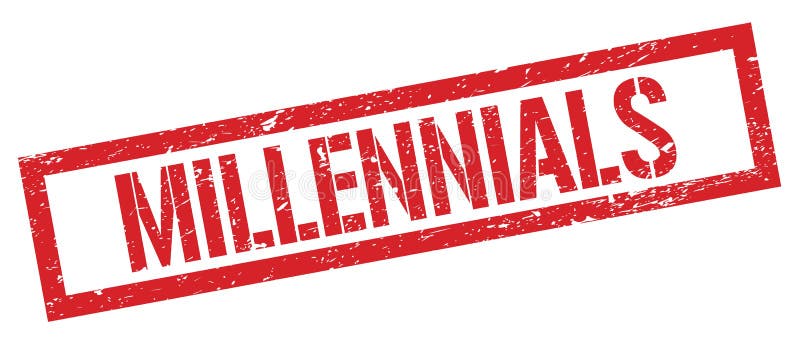 MILLENNIALS Red Grungy Rectangle Stamp Stock Illustration ...