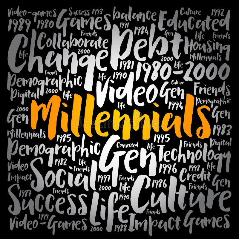 Millennials Word Cloud Social Concept Stock Illustration - Illustration ...