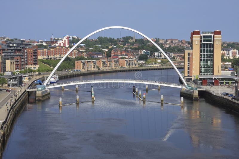 Millennium Bridge & Byker Wall Stock Image - Image of pedestrian ...