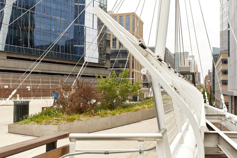Millennium Bridge at Commons Park in Denver, Colorado Editorial ...