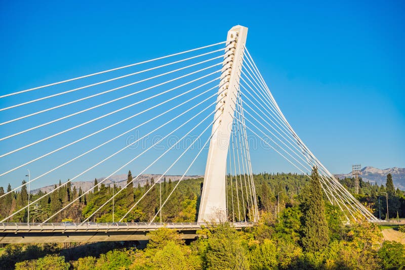 Millennium Bridge Over Moraca River in Podgorica, Montenegro Stock ...