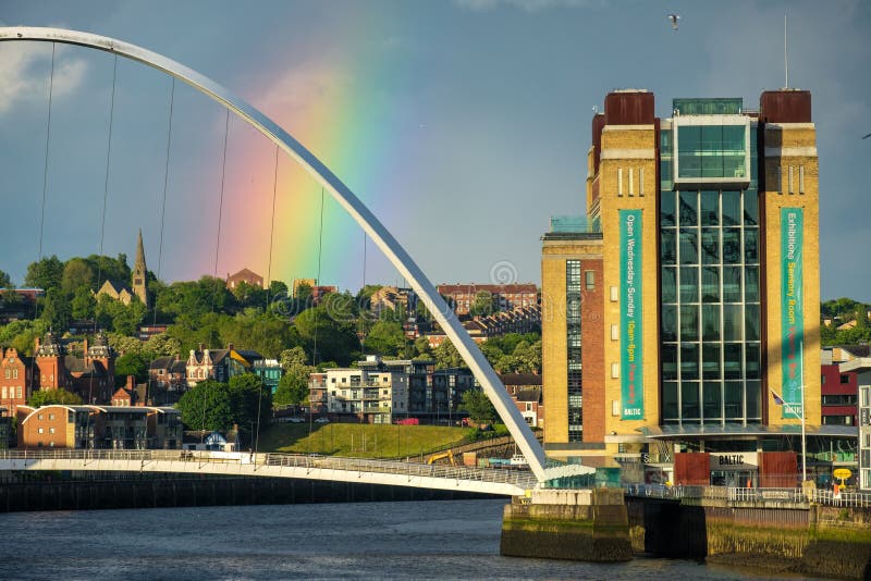 Millennium Bridge Over the River Tyne in Newcastle Editorial Photography - Image of modern ...