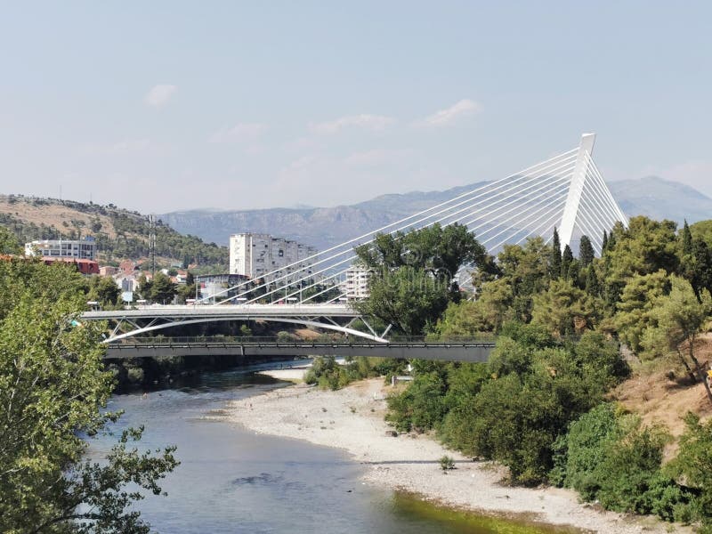 Millennium Bridge in Podgorica, Montenegro Stock Image - Image of ...