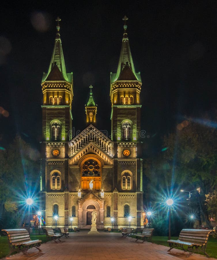Millennium Church by Night - Timisoara Editorial Image - Image of ...