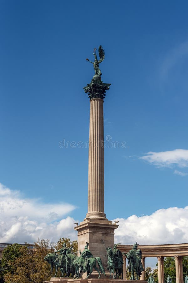 Millennium Monument on the Heroes Square. Budapest, Hungary Editorial ...