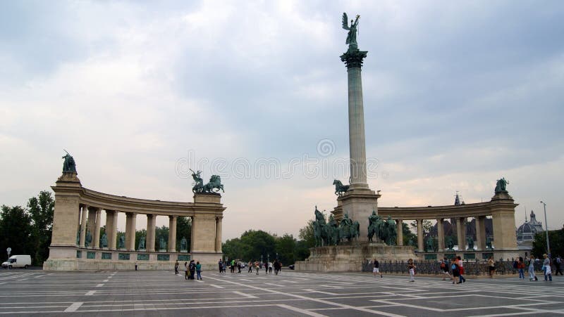 Millennium Monument in the Heroes Square, Budapest, Hungary Editorial ...
