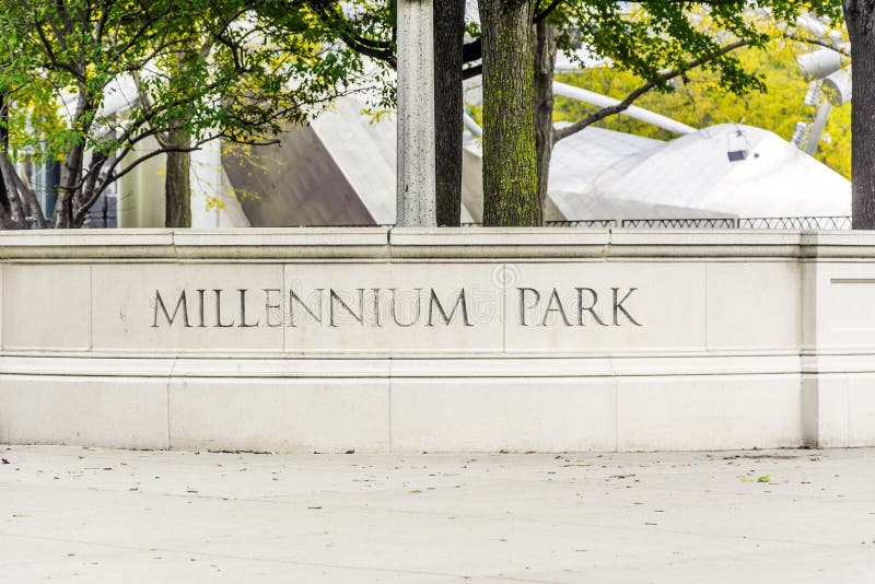 Millennium Park Stone Sign in Chicago Editorial Photo - Image of united ...
