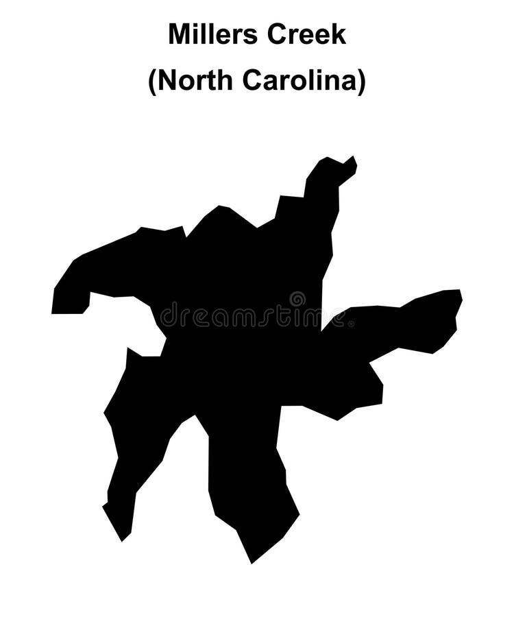 Millers Creek outline map stock vector. Illustration of silhouette ...