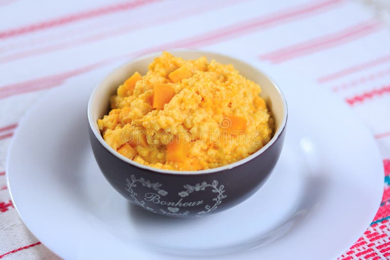 Millet cereal with pumpkin stock photo. Image of bowl - 93416916