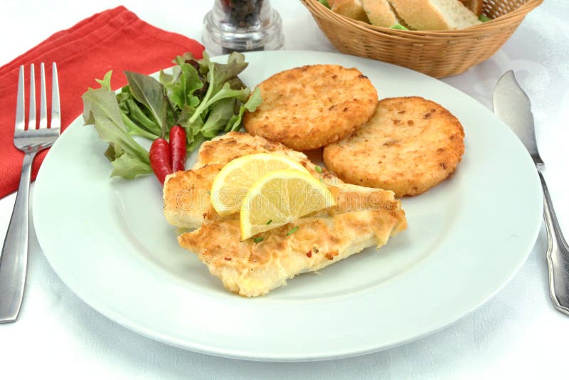 Millet fish fillet stock image. Image of potato, delicious - 164044397