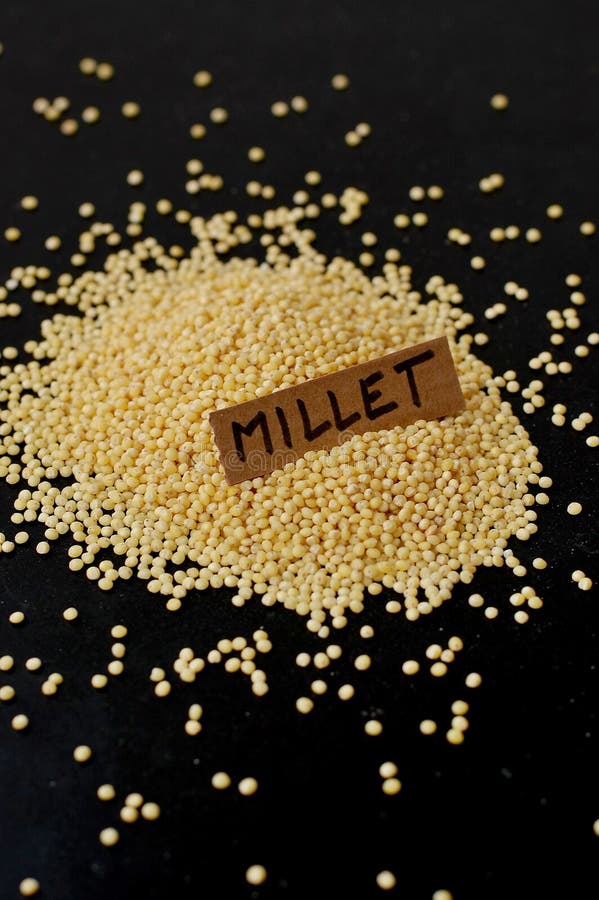 Millet with the Label on the Black Background Stock Image - Image of ...