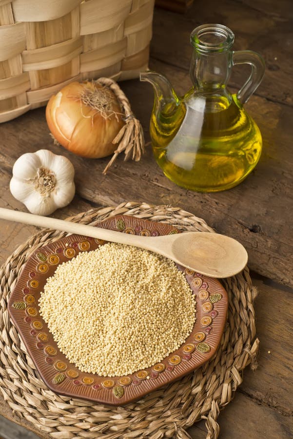 Millet and Olive Oil Rustic Background Stock Image - Image of nature ...